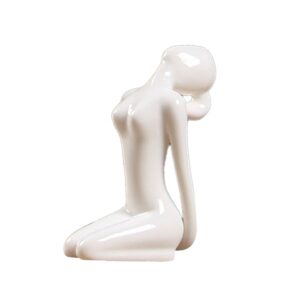 flameer ceramic yoga figure statue figurine indoor outdoor home garden decoration yoga girl statue sculpture memorial statue - 10