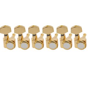 musiclily pro 6-in-line 2-pins guitar locking tuners machine heads tuning pegs keys set for fender strat/tele, gold