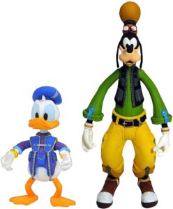 diamond select toys kingdom hearts 3: goofy & donald action figure 2 pack, multicolor