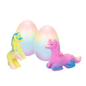 set of 2 surprise growing unicorn hatching extra large rainbow egg kids toys, assorted colors