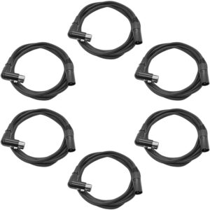 seismic audio - sa-rsx10-6pack - 6 pack of 10 foot right angle xlr female to xlr male microphone patch cables - 10' mic cords for professional pa dj equipment