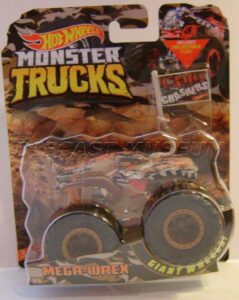 hw truck mega wrex t-rex dinosaur camao crashers with flag monster trucks diecast 2018 / monster jam