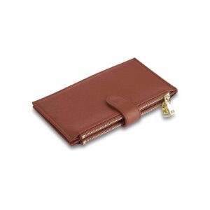 maze exclusive rfid blocking wallet for women | attractive design with genuine leather, zipper pocket, bifold feature | hold and protect your cards everywhere you go (brown)