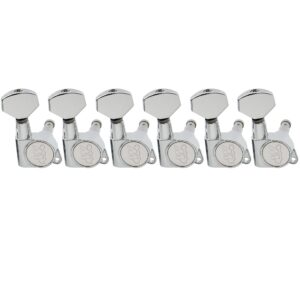 wilkinson 6 inline e-z-lok guitar tuners machine heads tuning pegs keys set for fender stratocaster/telecaster electric guitar, chrome