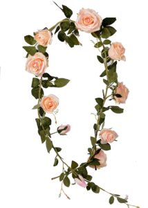 lushidi 5.9ft artificial rose vine silk flower garland hanging vines home outdoor wedding arch garden wall decor，pack of 1 (pink)