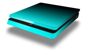 vinyl decal skin wrap compatible with sony playstation 4 slim console smooth fades neon teal black (ps4 not included)