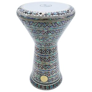 the gawharet el fan 18.5" darbuka doumbek drum sombaty size with real blue mother of pearl (sea star)