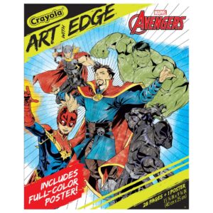 crayola art with edge marvel avengers coloring pages (28pgs), superhero coloring, adult coloring pages, 8"x10", gift for teens