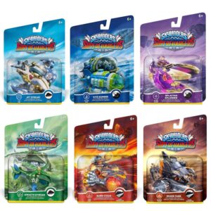 skylanders superchargers vehicle character pack (6) pack bundle: jet stream, dive bomber, splatter splasher, stealth stinger, burn-cycle, and shark tank