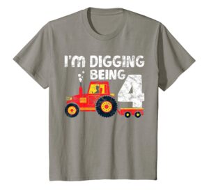 kids cute 4th birthday boy tractor farmer shirt kids 4 year old