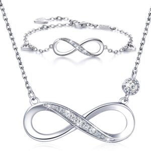 billie bijoux 925 sterling silver necklace bracelet one sets forever love” infinity heart love jewelry sets white gold plated diamond women necklace