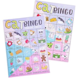 36 pack cat themed bingo cards for girls birthday party, pet kitten themed game with caller chips (5x7 in)