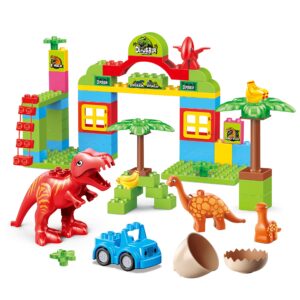 toyvelt dinosaur blocks toy 72 piece jurassic era, children's dinosaur blocks, dinosaur blocks for kids 3-5, dino building blocks, dinosaur building blocks, for boys&girls 3-12 years old