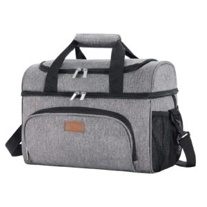 lifewit large cooler bag 27/32/48 cans insulated lunch bag lightweight portable cool bag double layer for picnic, beach, work, trip, gray