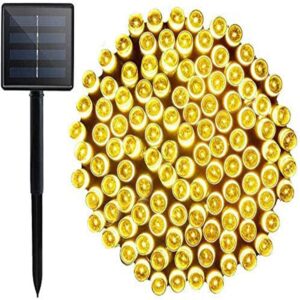 goodia solar string lights, 72ft 200 led solar outdoor string lights, waterproof solar fairy lights outdoor and indoor decorations for christmas tree, gift, gardens, homes, wedding, party(warm white)