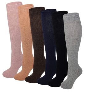 sumona 6 pairs women cable knit knee high winter boot socks 9-11 (assorted, 9-11)