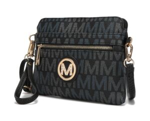 mia k. collection wristlet crossbody for women, pu leather bag - multi-zipper small handbag purse beige