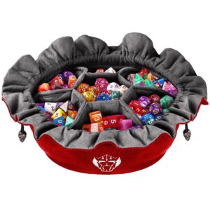 cardkingpro immense dice bags with pockets - red - capacity 150+ dice - great for dice hoarders [patented design]