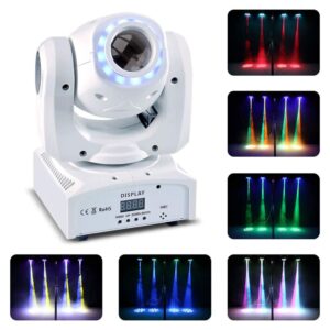 moving head lights led stage lights spot 8 color rgbw gobos with magical circle 50w dmx for dj disco party lights by u`king (white)