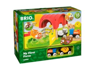 brio world - 33826 my first farm | 12 piece wooden toy train set for kids | interactive learning experience | fsc-certified wood | suitable for ages 18 months and up