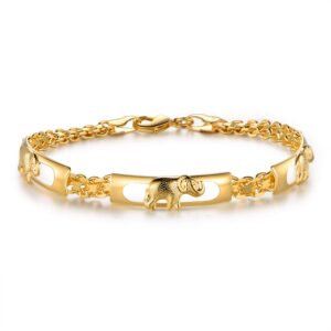 barzel 18k gold plated elephant bracelet for women elephant jewelry (gold br158)