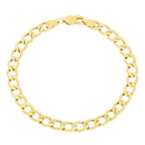 nuragold 14k yellow gold 6.5mm cuban curb link chain bracelet, mens womens jewelry 7" 7.5" 8" 8.5" 9"