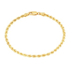 nuragold 14k yellow gold 2mm rope chain diamond cut bracelet or anklet, mens womens jewelry 7" 7.5" 8" 8.5" 9"