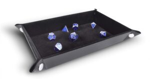 rnk gaming folding dice tray pu leather and black velvet rectangle for dice rolling games like dnd d&d