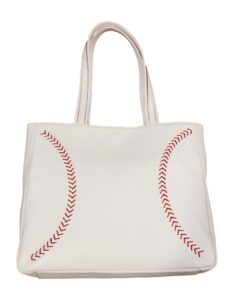 ballpark leather white leather baseball seam purse