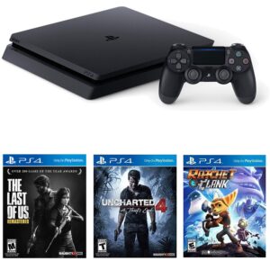 sony playstation 4 slim(cuh-2215b) 1tb core with starter pack bundle-(jet black)