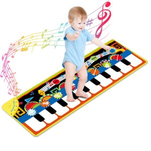 cyiecw piano mat, toddler toys musical mat with 25 music sounds floor piano keyboard mat carpet touch playmat educational toys for baby kids boys girls 1 2 3+ year old