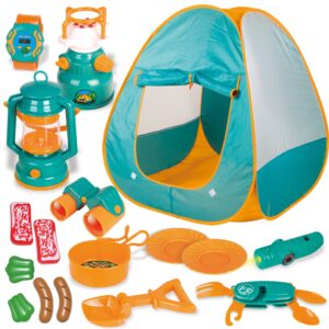 fun little toys pop up tent with kids camping gear set, kids play tent outdoor toys camping tools set for kids