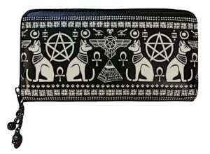 lost queen anubis egyptian sphynx cat pyramid pentagram vegan black wallet