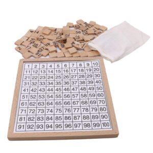 makegeld wooden toys hundred board 1-100 consecutive numbers wooden educational game for kids with storage bag, w8.26 l8.26inches