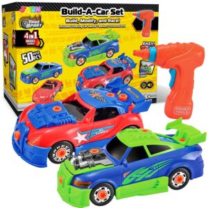 joyin take apart toy racing car construction toys build your own race car set with light and sound real working drill and screws over 50 pieces construction vehicle car toy