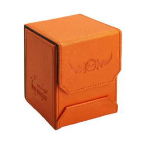 zoopin leather deck box-orange for collectible cards-mtg,yugioh,pokeman,tes legacy,munchkins ccg decks and also small tokens or dice- hold 80 sleeved cards or 150 naked cards …