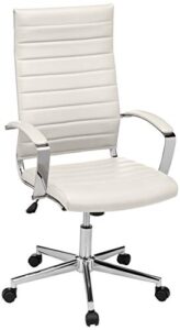 amazon basics high-back swivel desk chair, ergonomic ribbed faux leather upholstery, lumbar support, home modern style, stunning white, 45.25" x 24.75" x 23.25"