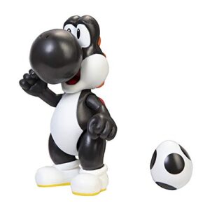 super mario action figure 4 inch black yoshi collectible toy with egg accessory