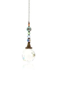 elegant handmade crystal suncatcher (40mm) crystal hanging for windows, garden, gift, family, friends, mom, aunt, grandma (qty of 1, length: 18 inches) | 2 dirty birds boutique