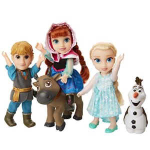 disney frozen deluxe petite doll gift set - includes anna, elsa, kristoff, sven and olaf! dolls are approximately 6 inches tall - perfect for any frozen fan!