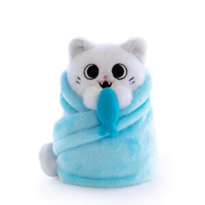 hashtag collectibles purritos series 2 - fishbone toy figure, 7-inch white blue cat animal theme