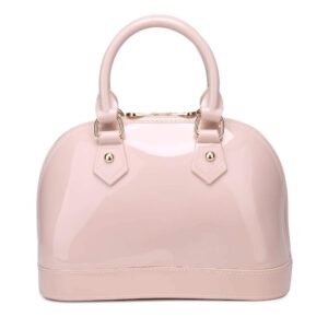 lady’s candy color jelly handbag satchel tote shell bag crossbody shoulder bag top handle bags (candy beige) 9.8"x4.7"x7"