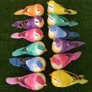 lwingflyer 12pcs clip on artificial simulation foam feather birds 3.5in mini love birds for craft home ornaments garden wedding decoration embellishing (clip)