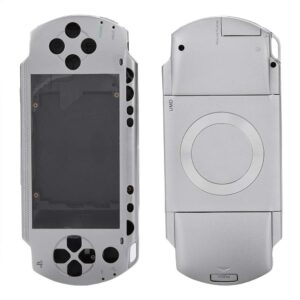 ashata full housing repair mod case + buttons replacement compatible for sony psp 1000 console(silver)