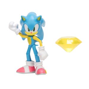 sonic the hedgehog 4-inch action figure modern sonic with yellow chaos emerald collectible toy