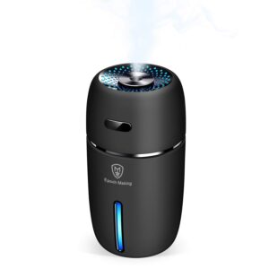 epoch making usb car humidifier, 200 milliliter mini portable humidifiers air purifier with 7 colors led night light, quiet operation, adjustable mist modes for travel home baby office car (black)