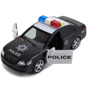 toy to enjoy friction powered police car with light & sounds – heavy duty plastic police officer car toy for kids & boys ages 3 and up – openable doors, detailed interior cop car toy