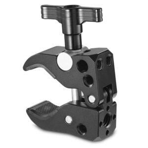 smallrig super clamp with 1/4拻 thread holes, 3/8拻 locating pin for arri standard, t-shaped wingnut and rubber pads