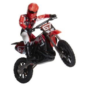 mxs motocross bike toys moto extreme sports, bike & rider with sfx sounds by jakks pacific action figure playsets - #67 red & white rider, for kids ages 5+