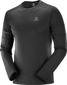 salomon men's agile long sleeve tee, black, x-small